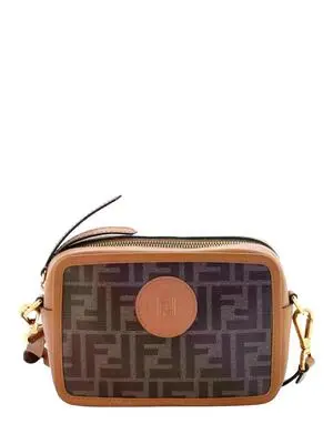 Fendi Ff Logo Stamp Camera Bag Zucca Coated Canvas Small Crossbody Bag - Brown