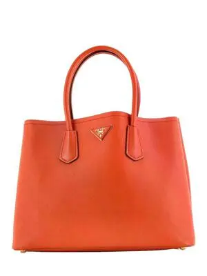 Prada Cuir Double Saffiano Leather Large Tote Bag - Orange