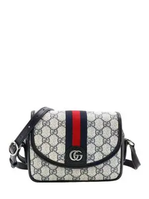 Gucci Ophidia Flap Shoulder Bag Gg Coated Canvas Mini - Blue