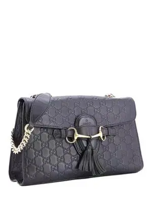 Gucci Emily Chain Sima Leather Shoulder Bag - Black