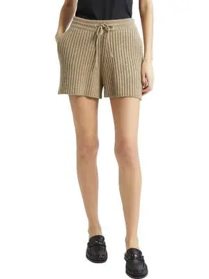 Burberry Rib Wool And Cashmere Shorts - Light Brown Melange