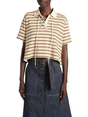 Moncler Stripe Cotton Polo - Neutral