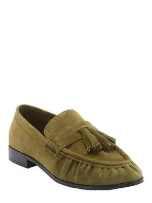 Jeffrey Campbell Articulate Kiltie Loafer - Olive Suede