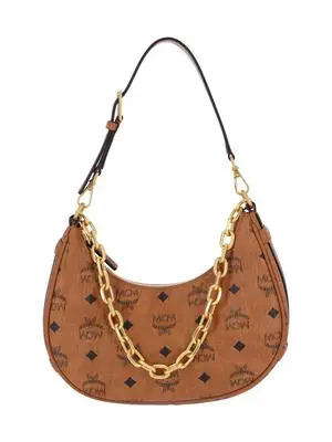 Mcm Aren Crescent Hobo Bag - Brown