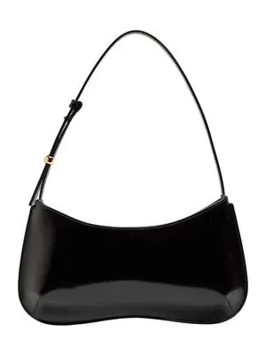 Jacquemus Le Bisou Glossed Leather Shoulder Bag - Black