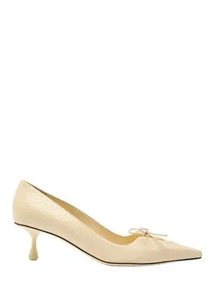 JIMMY CHOO Scarlett 50 Crocodile-effect Leather Pumps - Ivory