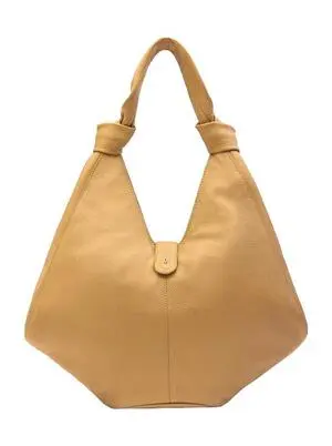 BEHNO Large Nelli Pebble Leather Hobo Bag - Bisque