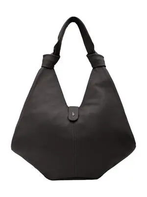 BEHNO Large Nelli Pebble Leather Hobo Bag - Black