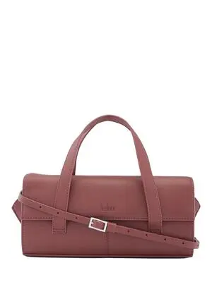 BEHNO Michelle Pebble Leather Shoulder Bag - Brick