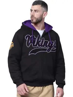 STARTER Minnesota Vikings Big Shot Full-zip Double Hoodie - Black