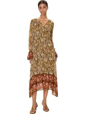 Rebecca Taylor Isha Long Sleeve Dress - Pesto Combo
