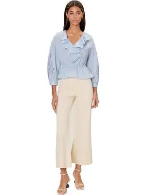 Rebecca Taylor Lorelai Embroidered Blouse - Chambray