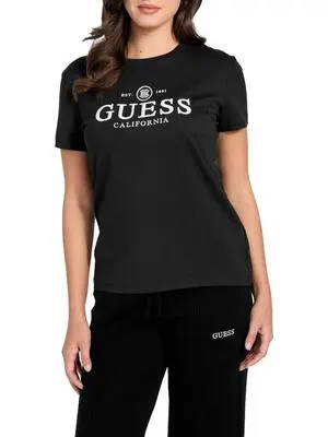 Guess Graphic Print Organic Cotton Blend T-shirt - Black-black
