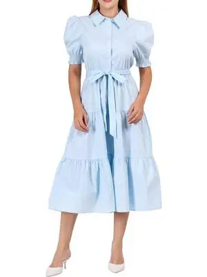 LEOTA Octavia Puff Sleeve Shirt Midi Dress