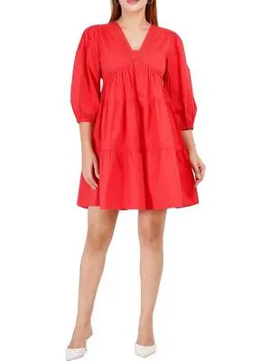 Leota Zariah Empire Waist Mini Dress - Poppy Red