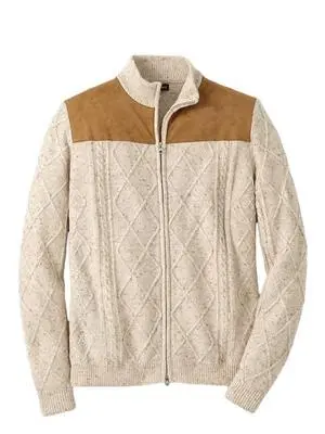PAUL FREDRICK Donegal Full Zip Mock Neck Sweater - Ivory