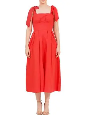 Leota Penelope Bow Midi Dress - Poppy Red