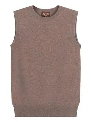 Gobi Cashmere Cashmere Crewneck Vest - Taupe