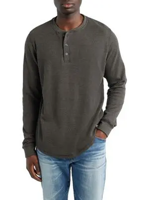 James Campbell Calico Waffle Stitch Henley - Charcoal Heather