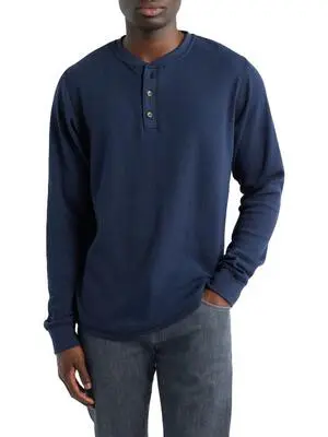 James Campbell Calico Waffle Stitch Henley - Midnight Heather