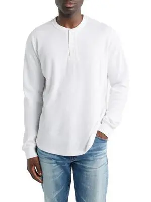 James Campbell Calico Waffle Stitch Henley - White