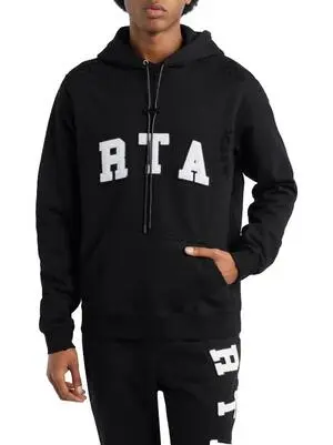 RtA Markus Distressed Logo Applique Hoodie - University Black