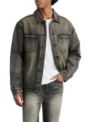 RtA Norris Washed Denim Shirt Jacket - Ash Storm