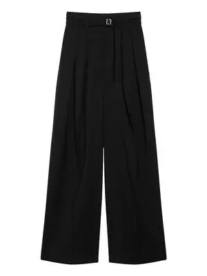Sportmax Wide-leg Stretch Wool Trousers - Black