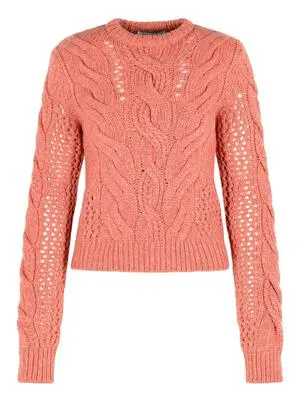 Sportmax Crewneck Sweater With Wool Blend Braids - Pink