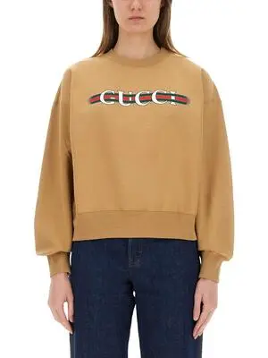 Gucci Printed Cotton Jersey Sweatshirt - Beige