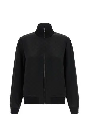 Gucci Gg Print Zip Up Sweatshirt - Black