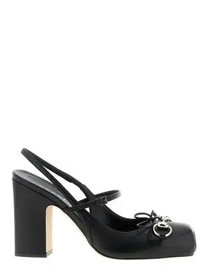 Gucci Leather Slingbacks With Bow - Black