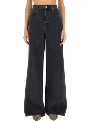 Gucci Wide Leg Denim Pants - Charcoal