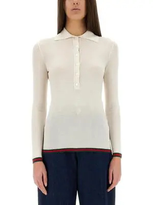 Gucci Cashmere And Silk Polo Shirt - White