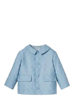 Gucci Wool Jacket With Embroidered Logo - Azure