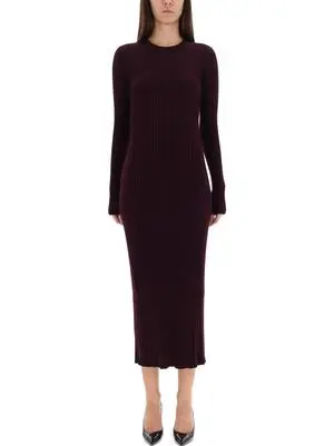 Helmut Lang Slim Fit Wool Dress - Purple