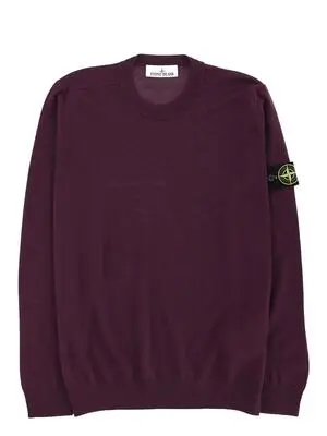 Stone Island Jersey With Logo Patch - Bordeaux
