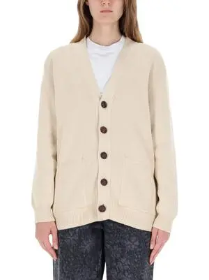 GOLDEN GOOSE Cardigan With Logo - Beige