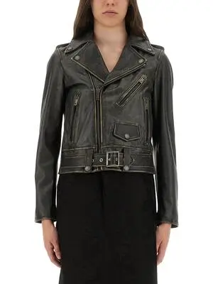 GOLDEN GOOSE Leather Studded Jacket - Black