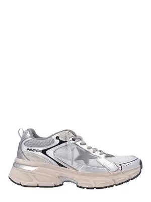 GOLDEN GOOSE Lightstar Metallic Sneakers - Grey Silver Black