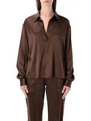 TOM FORD Stretch Silk Satin Polo - Cinnamon