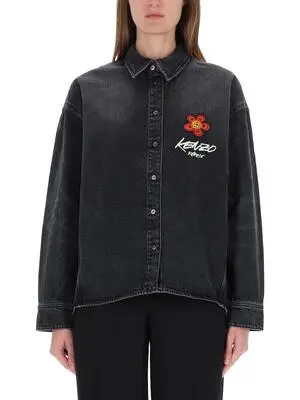 Kenzo Workwear Shirt With Embroidery - Black