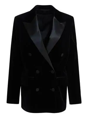 GOLDEN GOOSE Velvet And Satin Double-breasted Blazer - Black