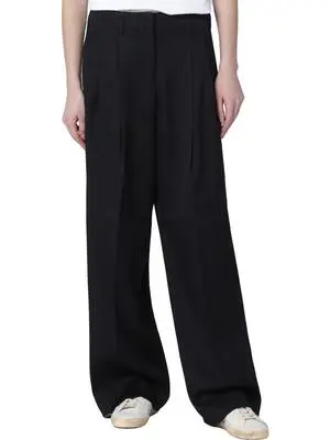 GOLDEN GOOSE Wide Wool Trousers - Black