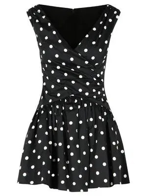 SELF-PORTRAIT Polka Dot Cotton Dress - Black