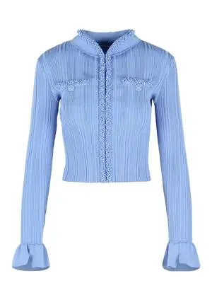 SELF-PORTRAIT Viscose Blend Cardigan - Light Blue
