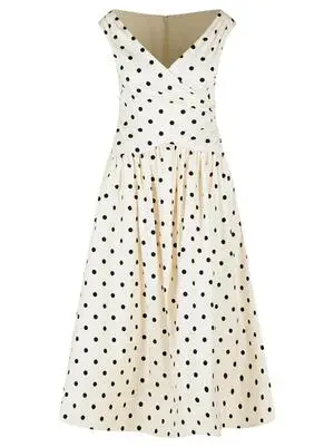 SELF-PORTRAIT Polka Dot Cotton Dress - Cream