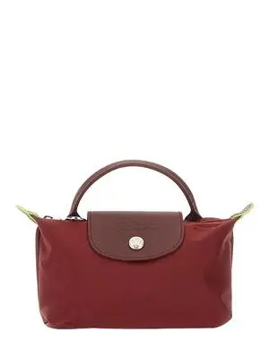 Longchamp Le Pliage Pochette With Handle - Red