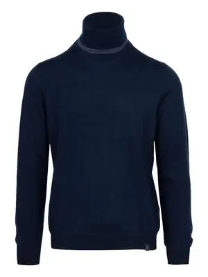 FAY Extra-fine Wool Turtleneck Sweater - Blue