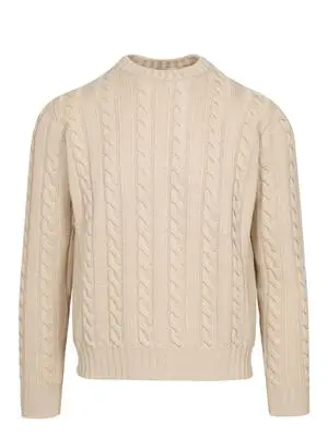 FILIPPO DE LAURENTIIS Filippo De Laurentis Cable-Knit Wool Sweater Sand